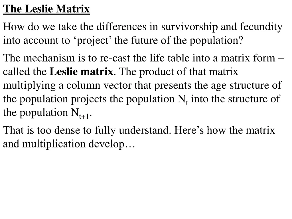 PPT - The Leslie Matrix PowerPoint Presentation, free download - ID:9106132
