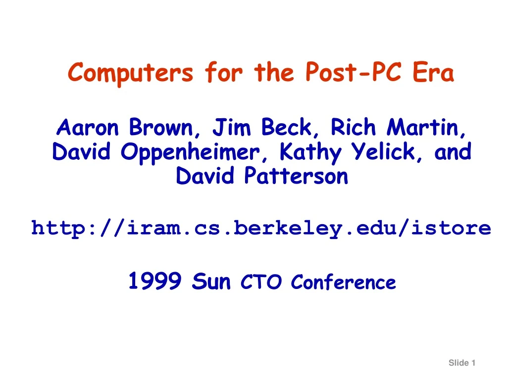 PPT - Computers for the Post-PC Era PowerPoint Presentation, free ...