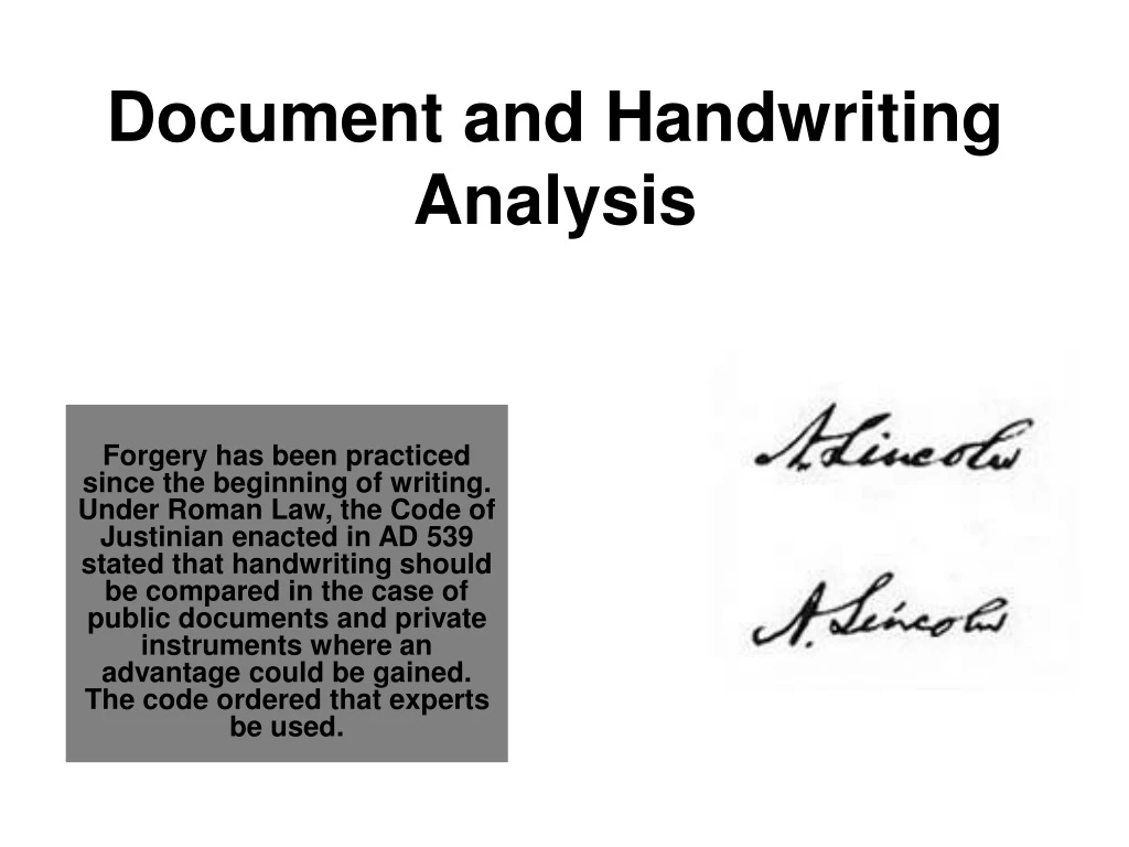 PPT - Document and Handwriting Analysis PowerPoint Presentation, free ...