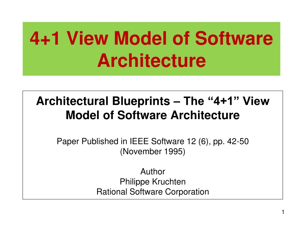 PPT - 4+1 View Model of Software Architecture PowerPoint Presentation ...
