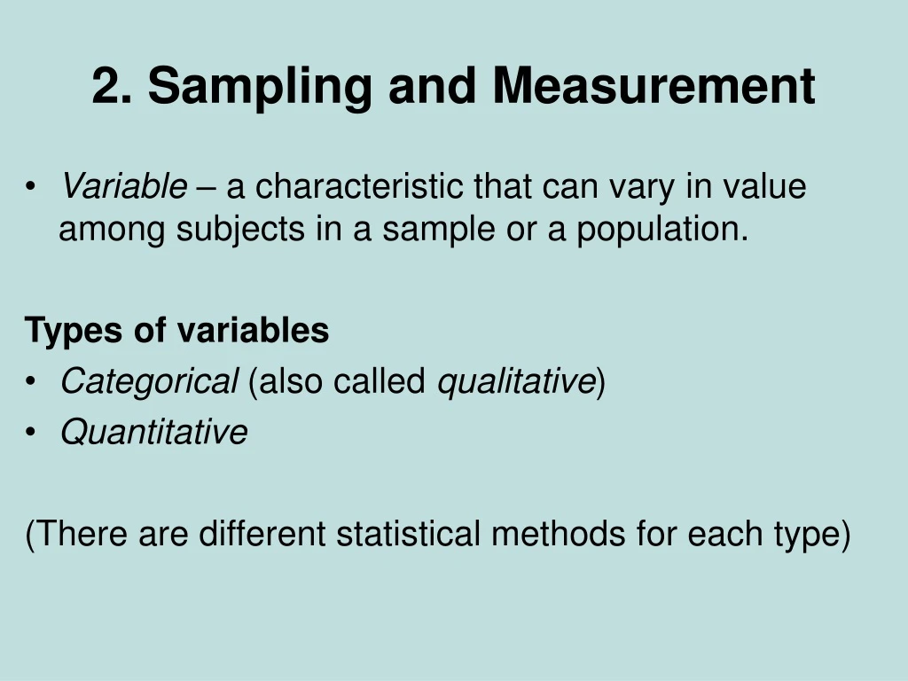 PPT - 2. Sampling and Measurement PowerPoint Presentation, free ...