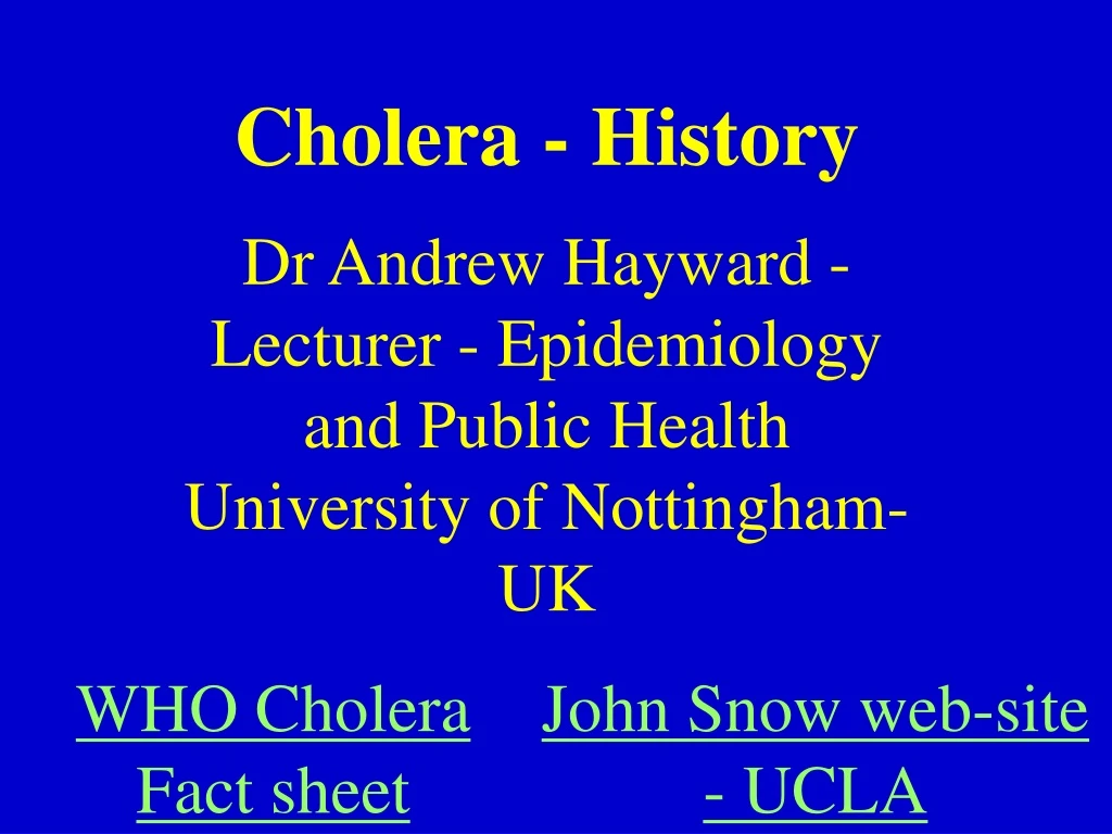 PPT - Cholera - History PowerPoint Presentation, free download - ID:9113850