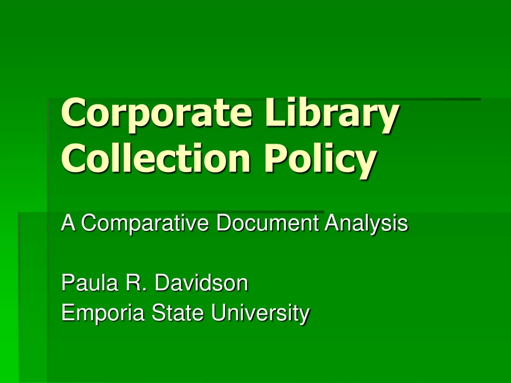 PPT - Corporate Library Collection Policy PowerPoint Presentation, free ...