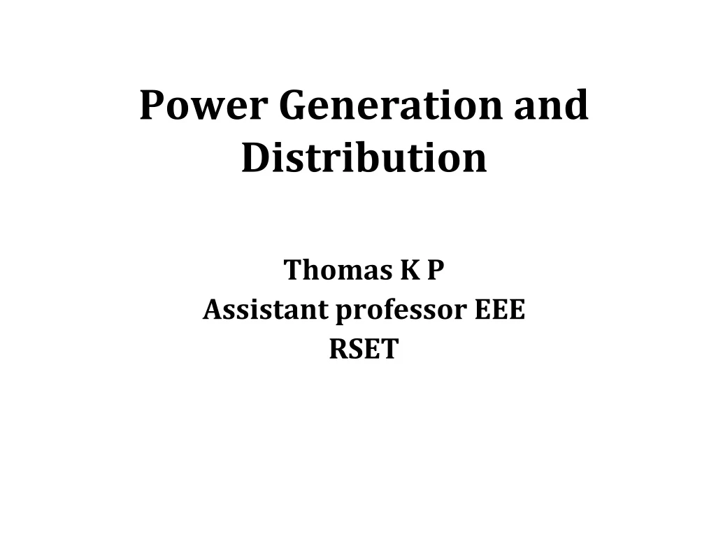 PPT - Power Generation and Distribution PowerPoint Presentation, free ...