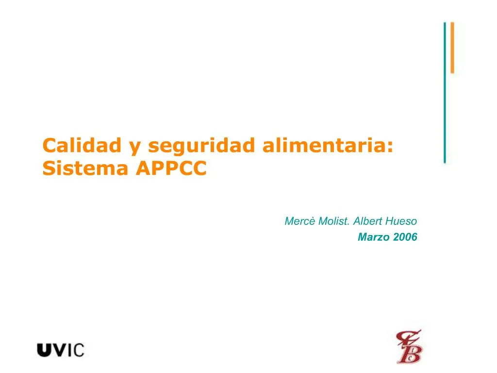PPT - Calidad y seguridad alimentaria: Sistema APPCC PowerPoint ...