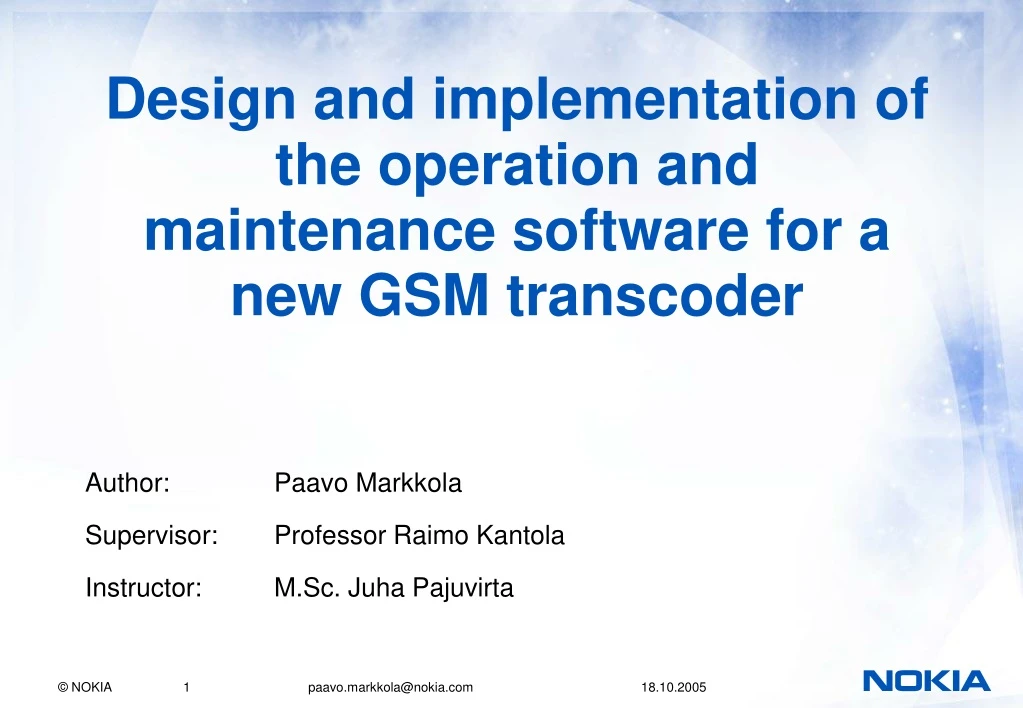 PPT - Design and implementation of the operation and maintenance ...