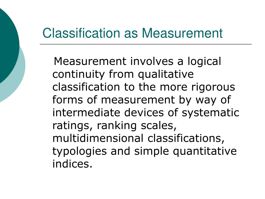 PPT - Classification as Measurement PowerPoint Presentation, free ...