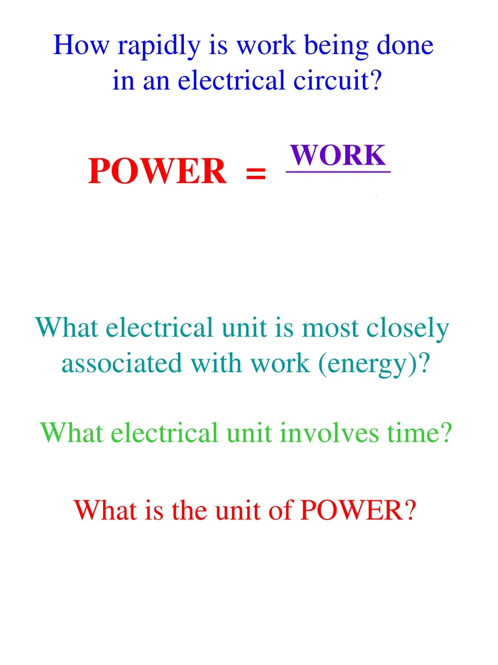 PPT - How rapidly is work being done in an electrical circuit ...