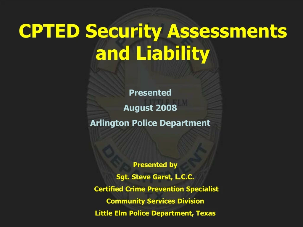 PPT - CPTED Security Assessments and Liability PowerPoint Presentation ...