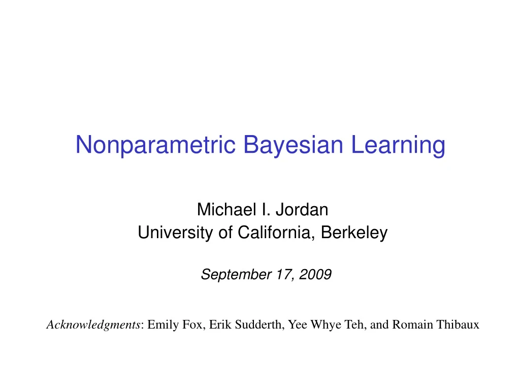 PPT - Nonparametric Bayesian Learning PowerPoint Presentation, free ... PPT - Nonparametric Bayesian Learning PowerPoint Presentation, free ...