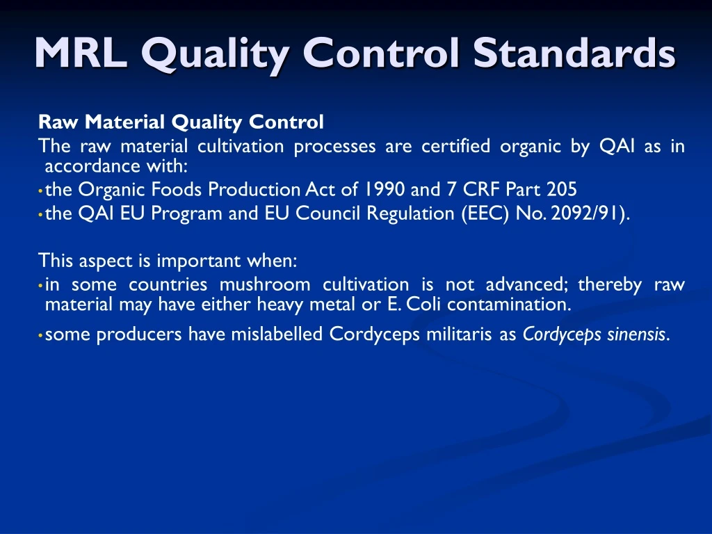 PPT - MRL Quality Control Standards PowerPoint Presentation, free ...