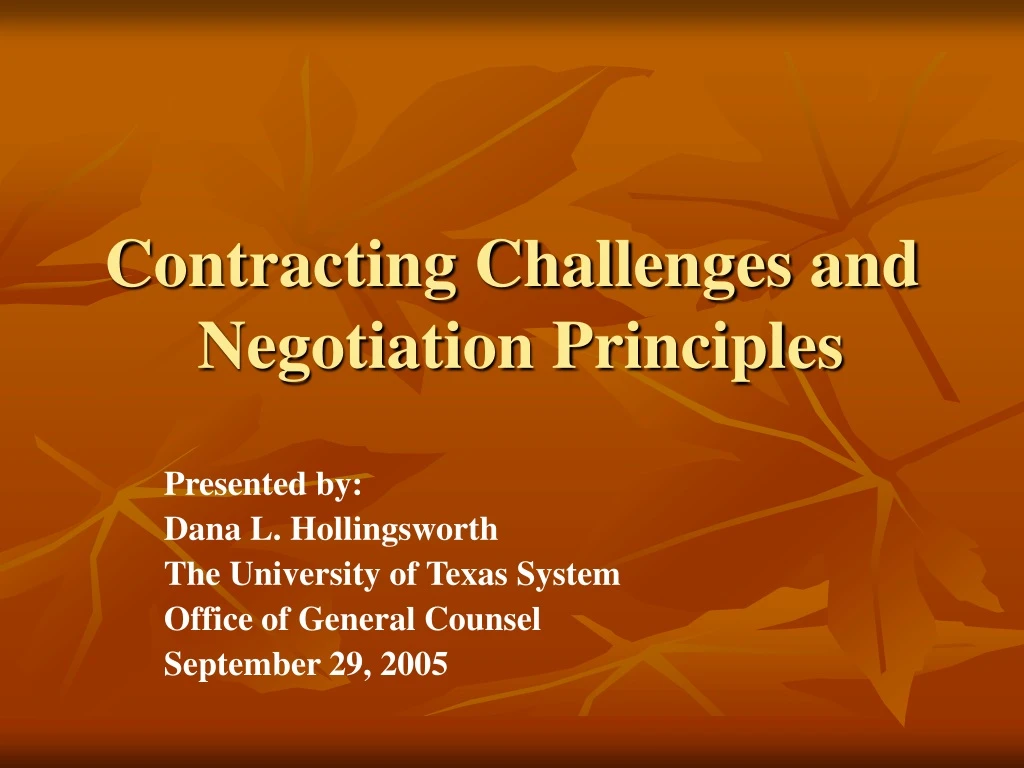PPT - Contracting Challenges and Negotiation Principles PowerPoint ...