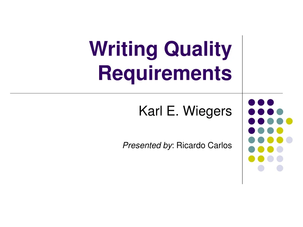 PPT - Writing Quality Requirements PowerPoint Presentation, free ...