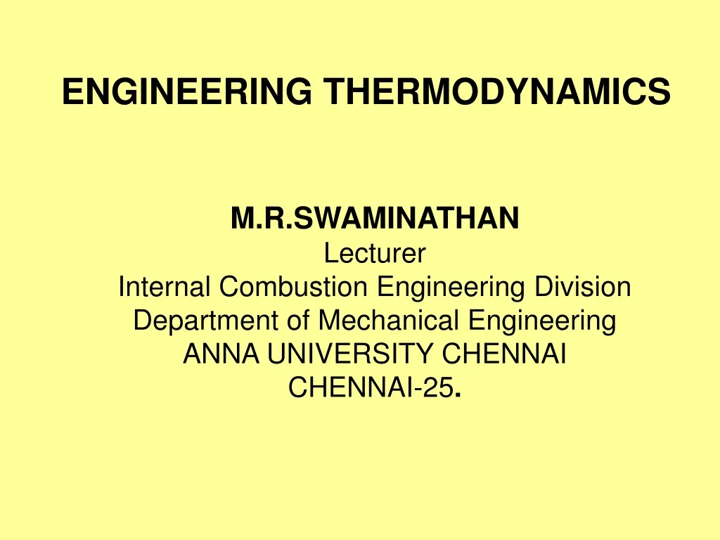PPT - ENGINEERING THERMODYNAMICS PowerPoint Presentation, free download ...