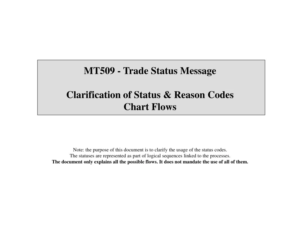 PPT - MT509 - Trade Status Message Clarification of Status & Reason ...