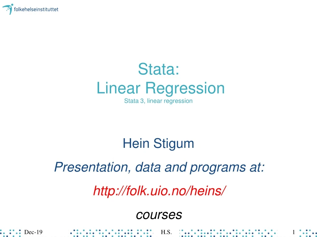 PPT - Stata: Linear Regression Stata 3, linear regression PowerPoint ...