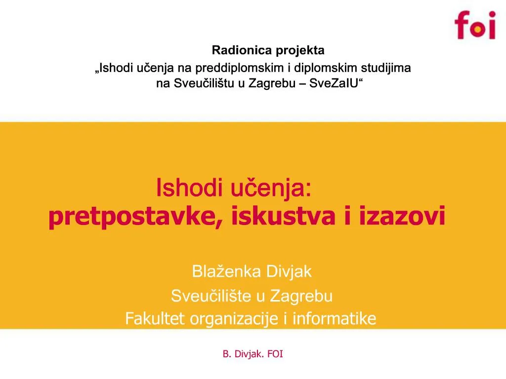 PPT - Ishodi ucenja: pretpostavke, iskustva i izazovi PowerPoint Presentation - ID:913096
