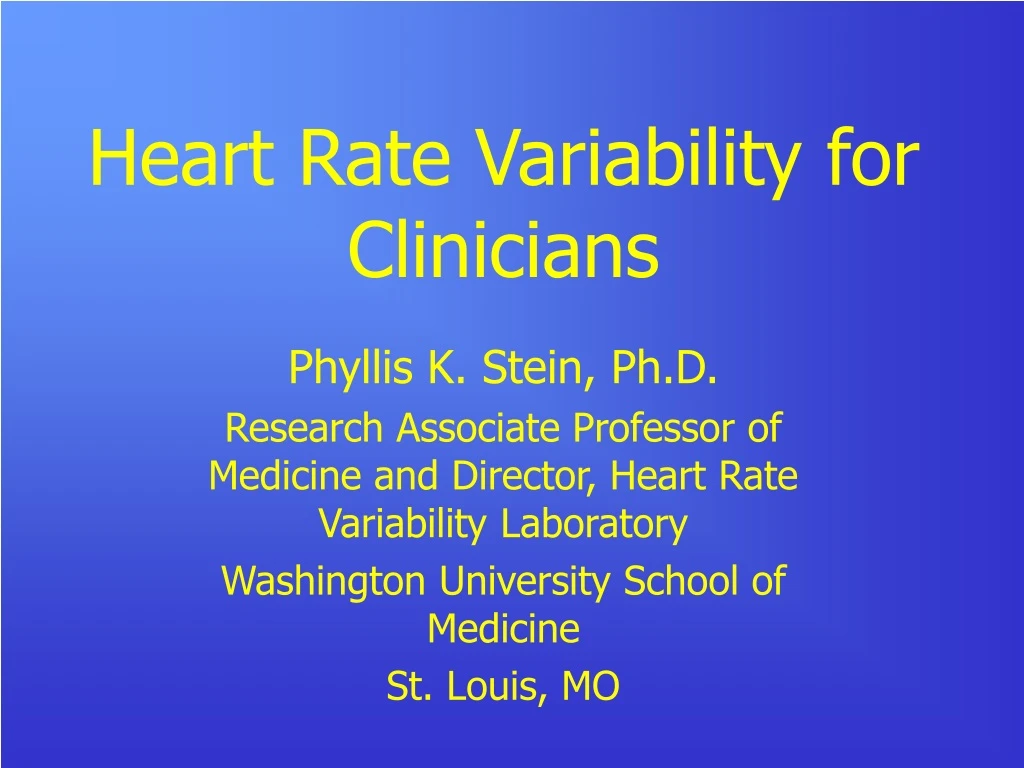 PPT - Heart Rate Variability for Clinicians PowerPoint Presentation ... PPT - Heart Rate Variability for Clinicians PowerPoint Presentation ...