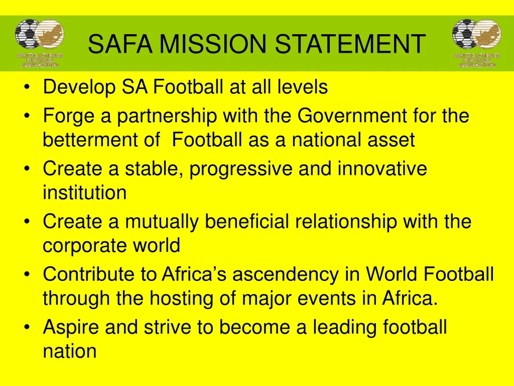 PPT - SAFA MISSION STATEMENT PowerPoint Presentation, free download ...