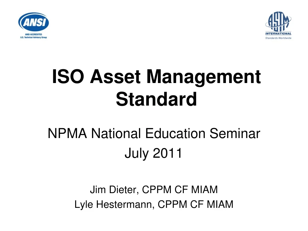 PPT - ISO Asset Management Standard PowerPoint Presentation, free ...