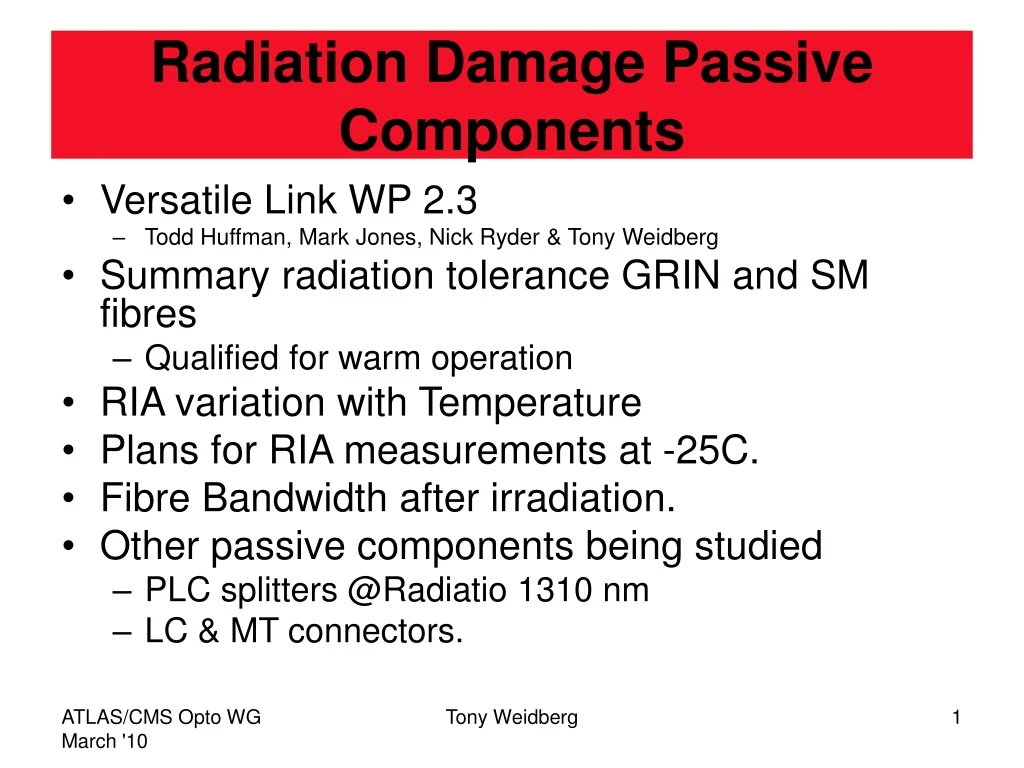 PPT - Radiation Damage Passive Components PowerPoint Presentation, free ...