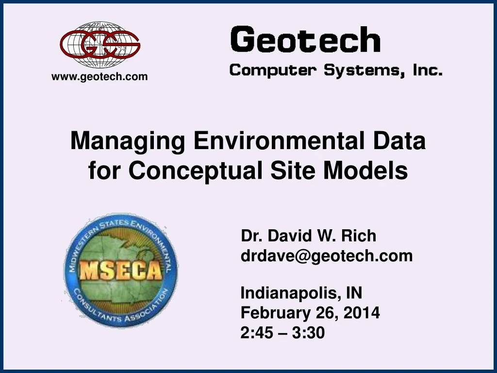 PPT - Managing Environmental Data for Conceptual Site Models PowerPoint ...