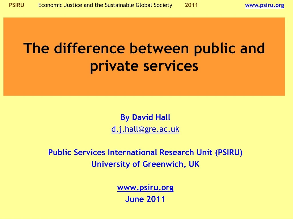 PPT - The difference between public and private services PowerPoint ...