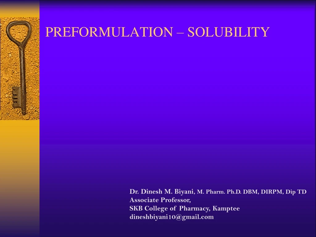 PPT - PREFORMULATION – SOLUBILITY PowerPoint Presentation, free ...