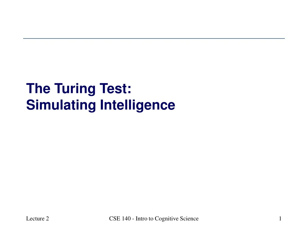 PPT - The Turing Test: Simulating Intelligence PowerPoint Presentation ...