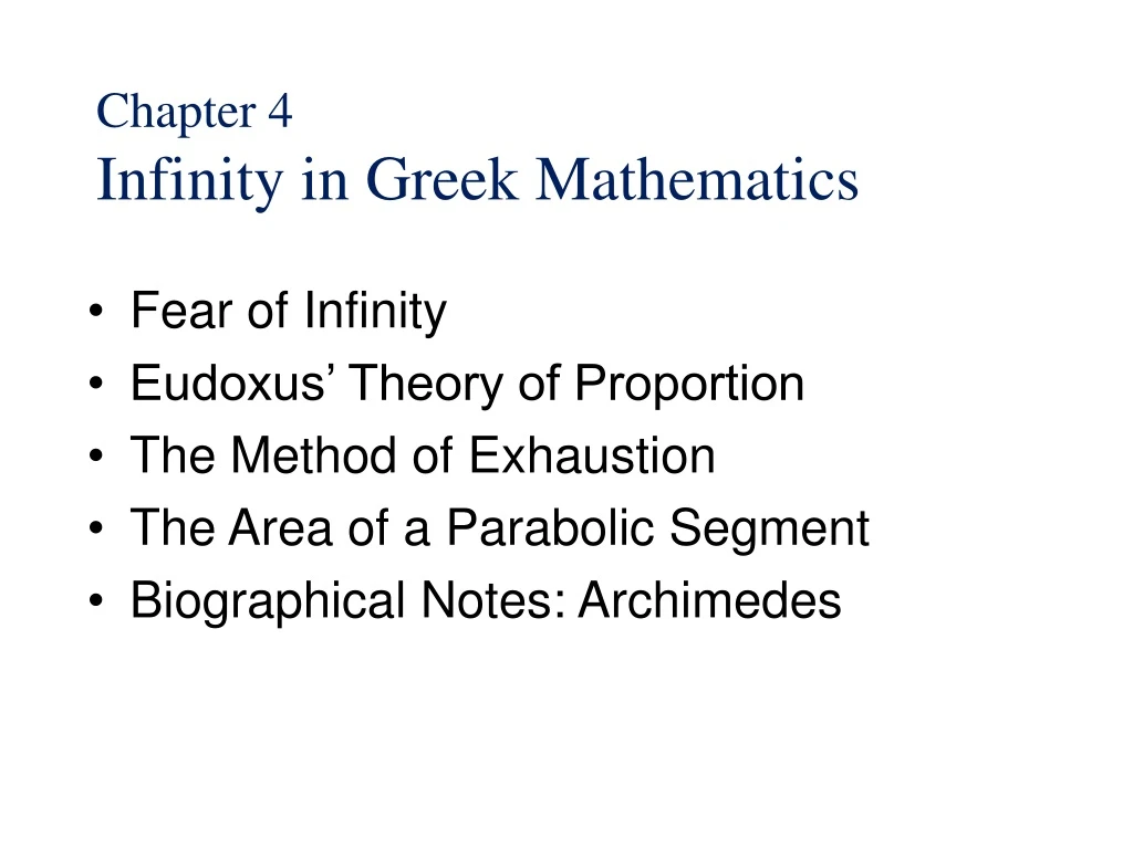 PPT - Chapter 4 Infinity in Greek Mathematics PowerPoint Presentation ...
