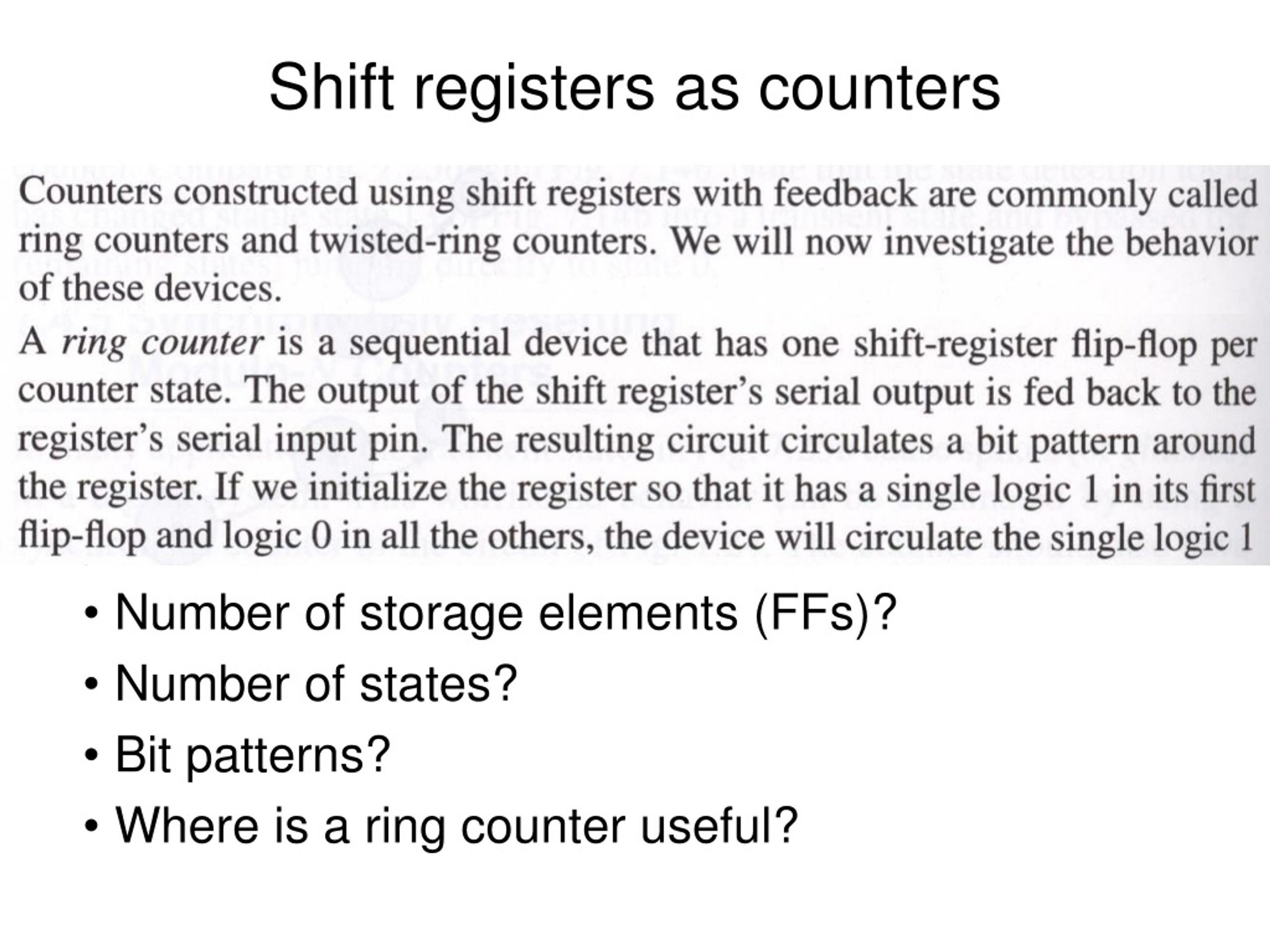 PPT - Modulo-N Counters: Synchronous, Asynchronous, and Ring Counter ...