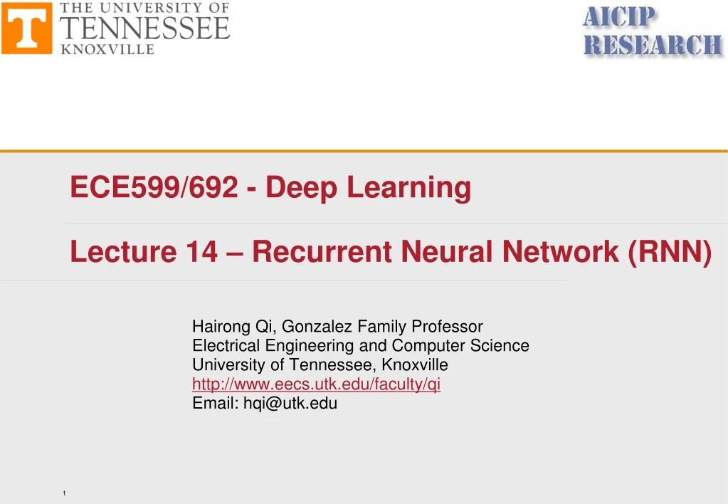 PPT - ECE599/692 - Deep Learning Lecture 1 4 – Recurrent Neural Network ...