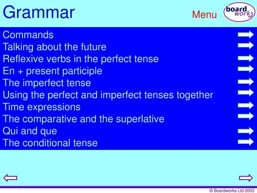 PPT - Grammar Menu PowerPoint Presentation, free download - ID:9155853