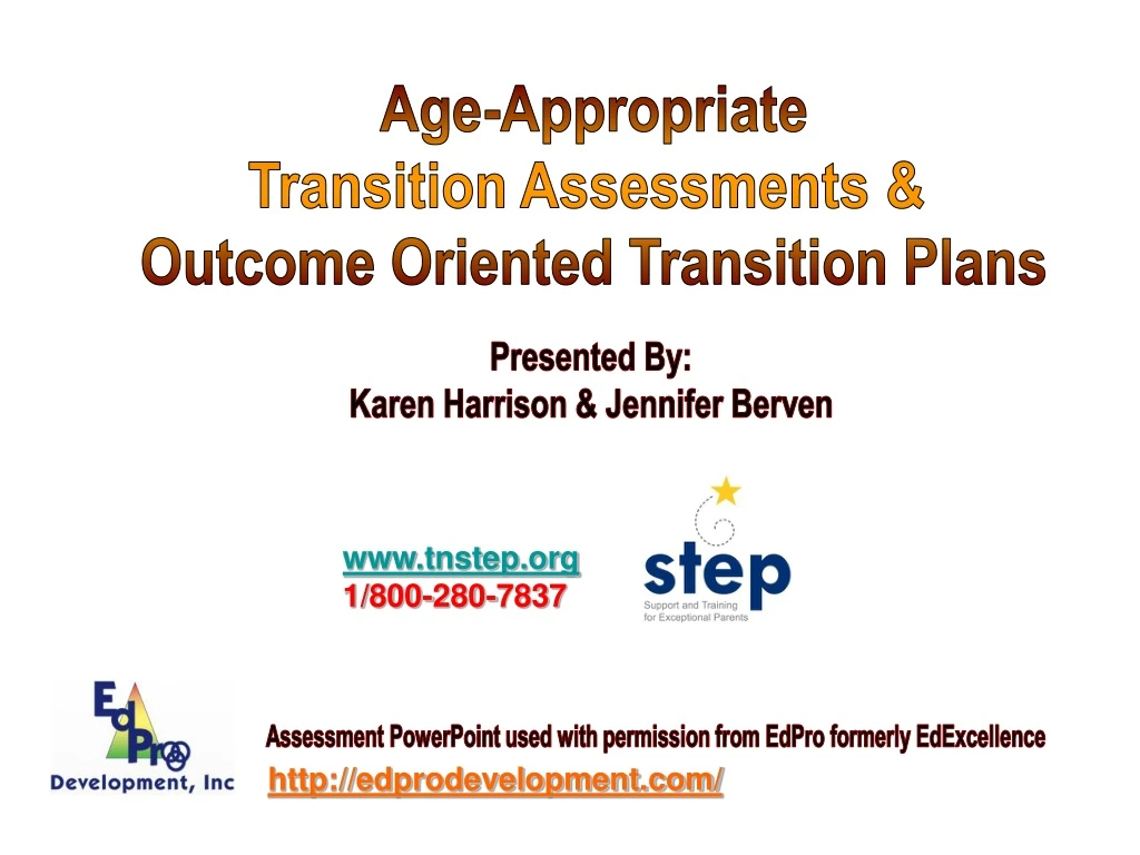 PPT - Age-Appropriate Transition Assessments & Outcome Oriented ...