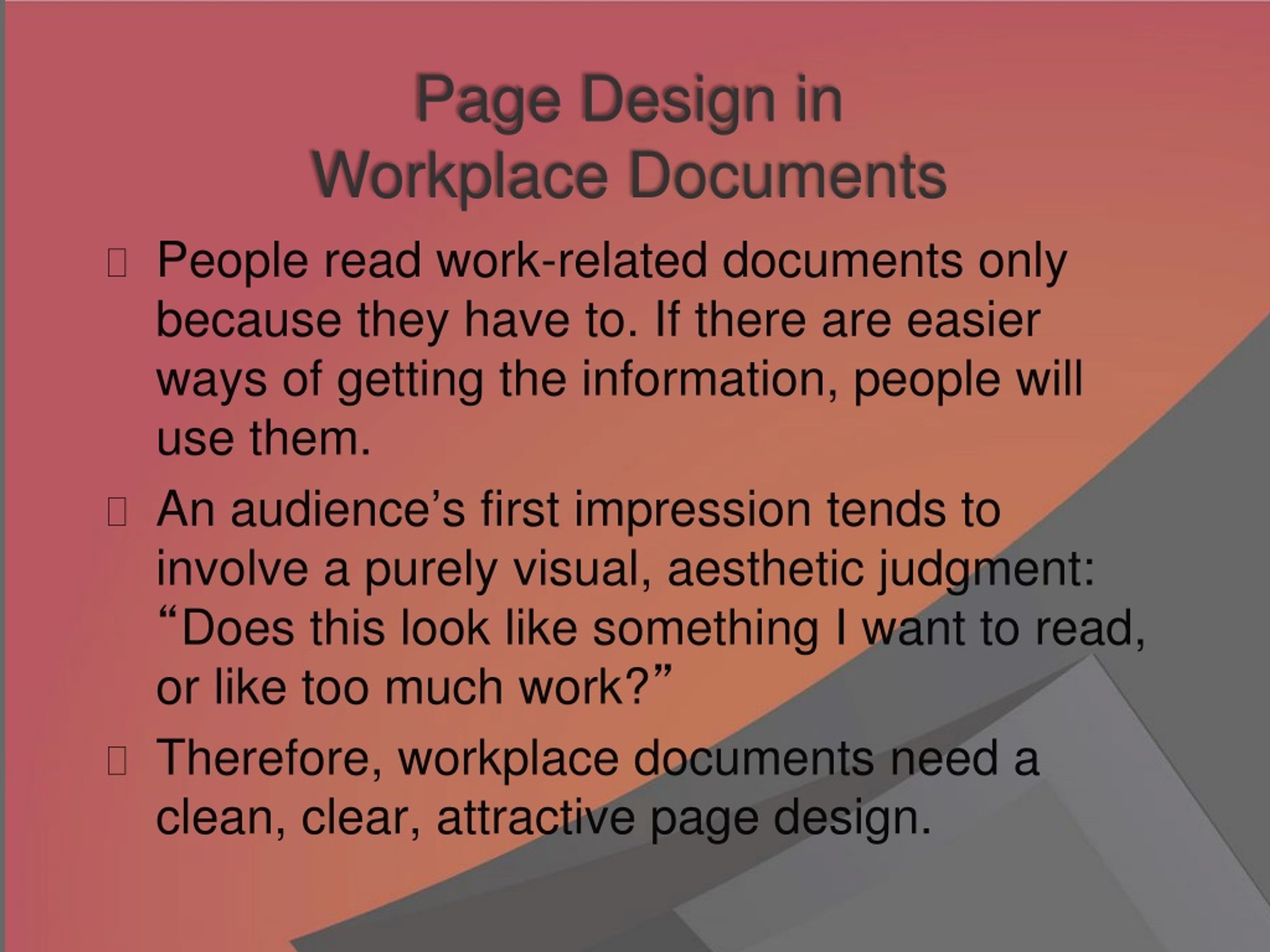 PPT - Effective Page Design in Workplace Documents PowerPoint ...