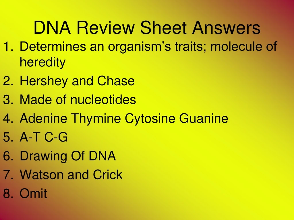 PPT - DNA Review Sheet Answers PowerPoint Presentation, free download ...