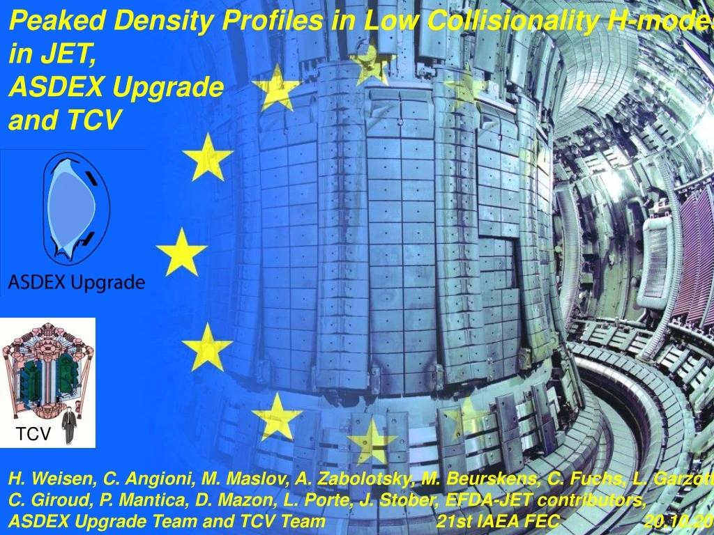 PPT - Peaked Density Profiles in Low Collisionality H-modes in JET ...