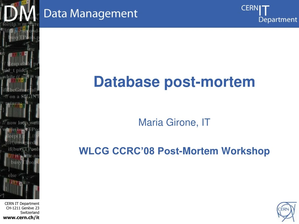 PPT - Database post-mortem PowerPoint Presentation, free download - ID ...