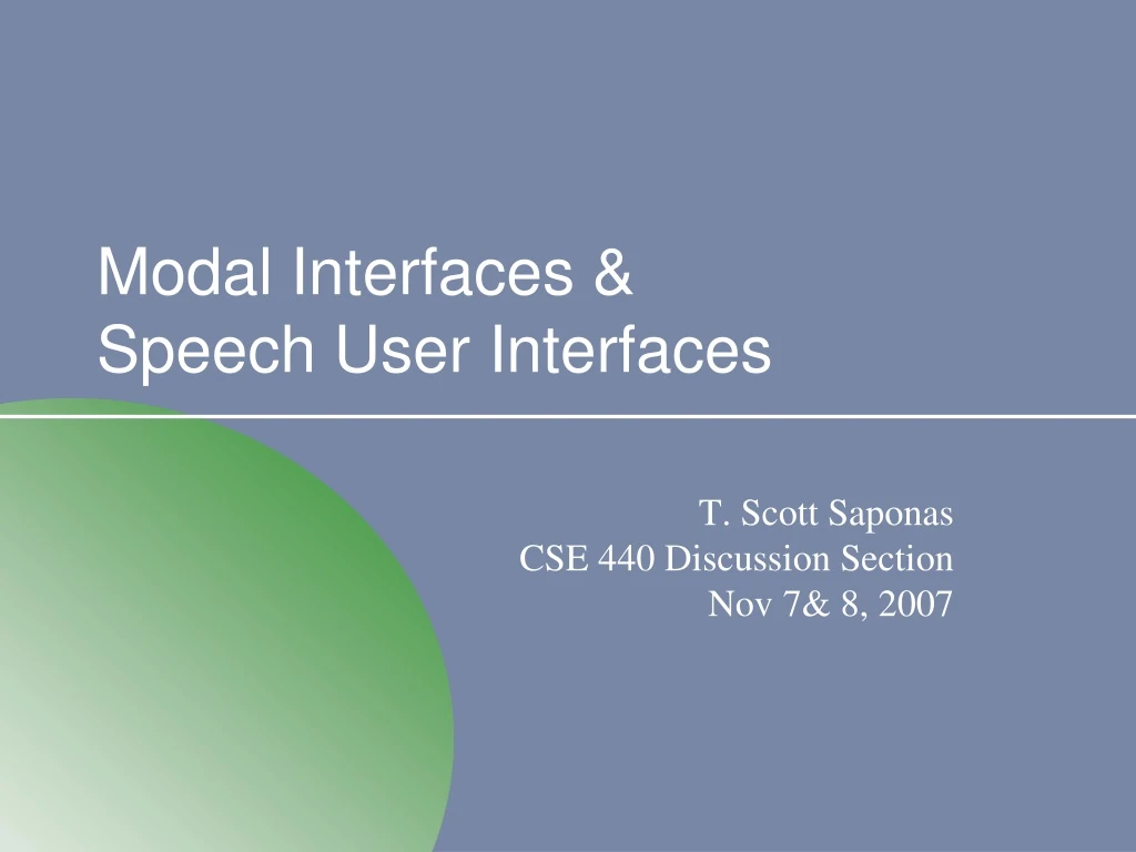PPT - Modal Interfaces & Speech User Interfaces PowerPoint Presentation ...