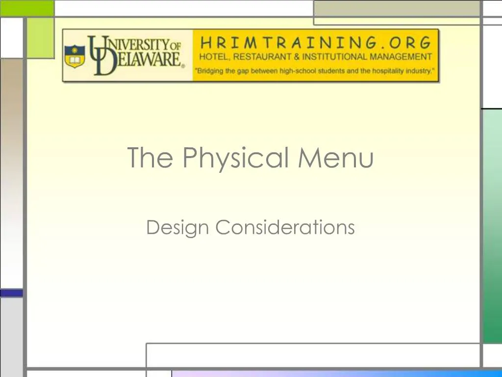 PPT - The Physical Menu PowerPoint Presentation, free download - ID:916454