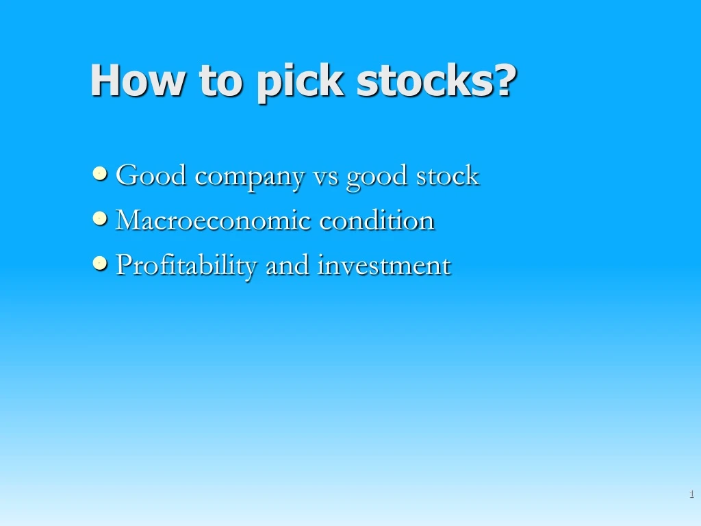 PPT - How to pick stocks? PowerPoint Presentation, free download - ID ...