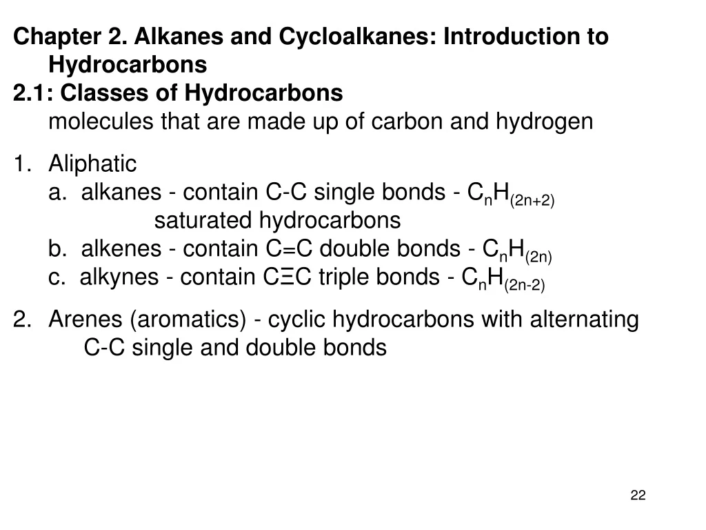 PPT - Chapter 2. Alkanes and Cycloalkanes: Introduction to Hydrocarbons ...