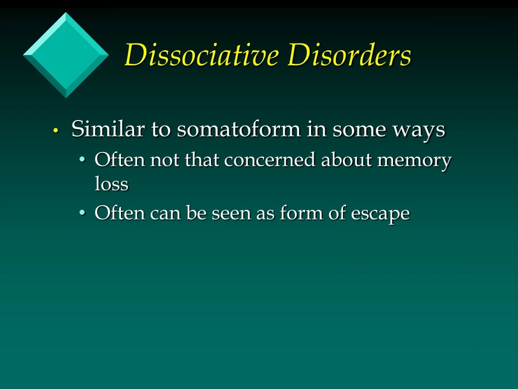 PPT - Dissociative Disorders PowerPoint Presentation, free download ...