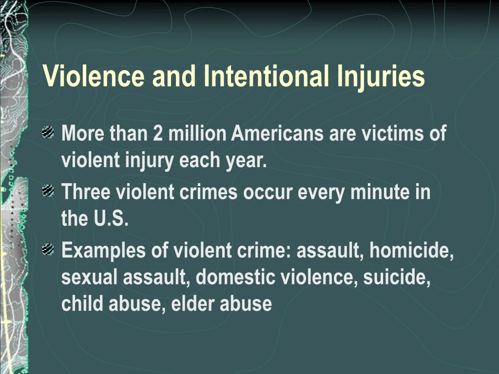PPT - Violence and Intentional Injuries PowerPoint Presentation, free ...