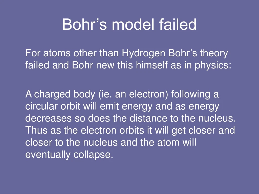 PPT - Bohr’s model failed PowerPoint Presentation, free download - ID ...