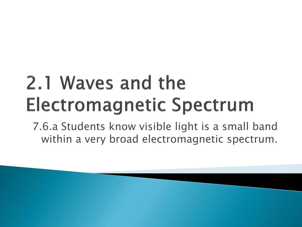 PPT - 2.1 Waves and the Electromagnetic Spectrum PowerPoint ...