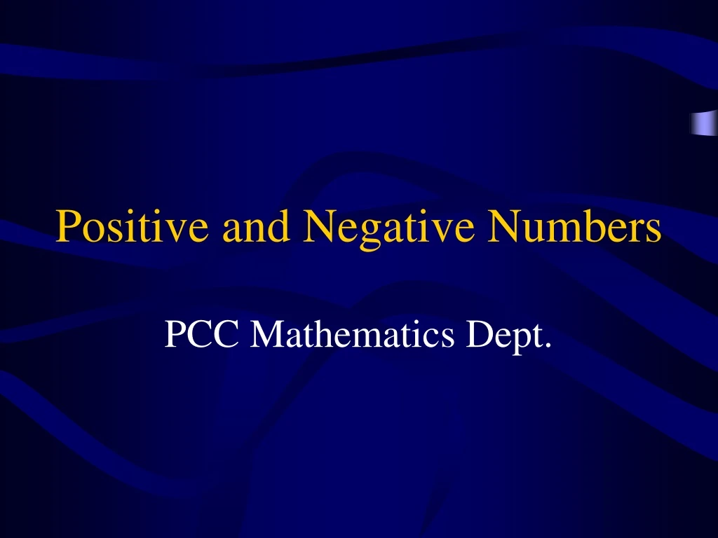 PPT - Positive and Negative Numbers PowerPoint Presentation, free ...