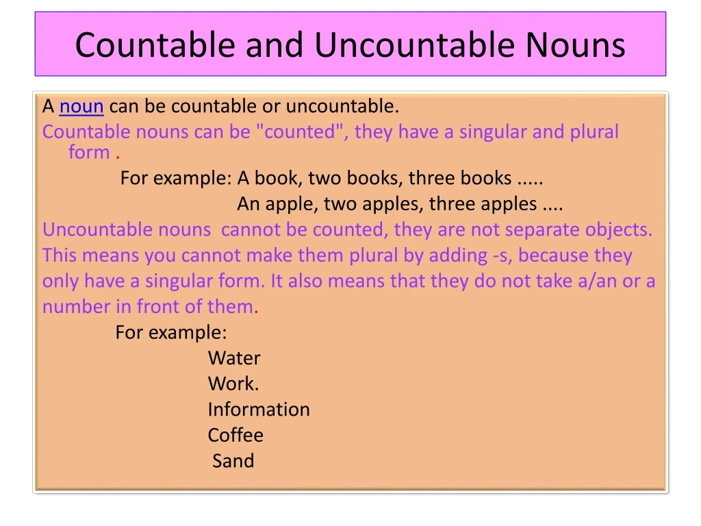 PPT - Countable and Uncountable Nouns PowerPoint Presentation, free ...