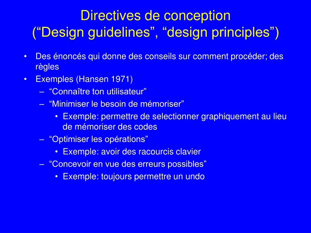 PPT - Directives de conception (“Design guidelines”, “design principles ...