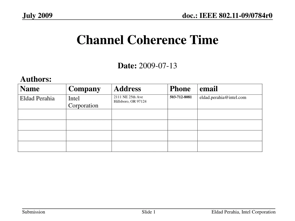 PPT - Channel Coherence Time PowerPoint Presentation, free download ...